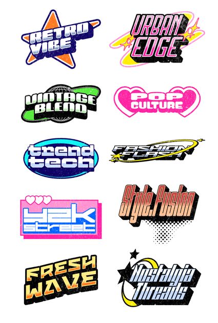 10 Colorful Y2K Logo Collection Logo Design Template — Customize it in ...