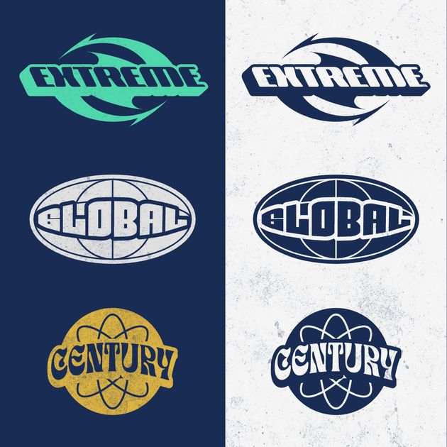 3 Y2K Logo Collection with Monochrome Version Logo Design Template ...