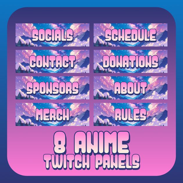 Anime Twitch Panels Design Template — Customize it in Kittl