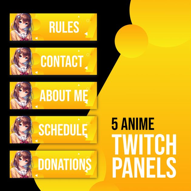Anime Twitch Panels Design Template — Customize it in Kittl