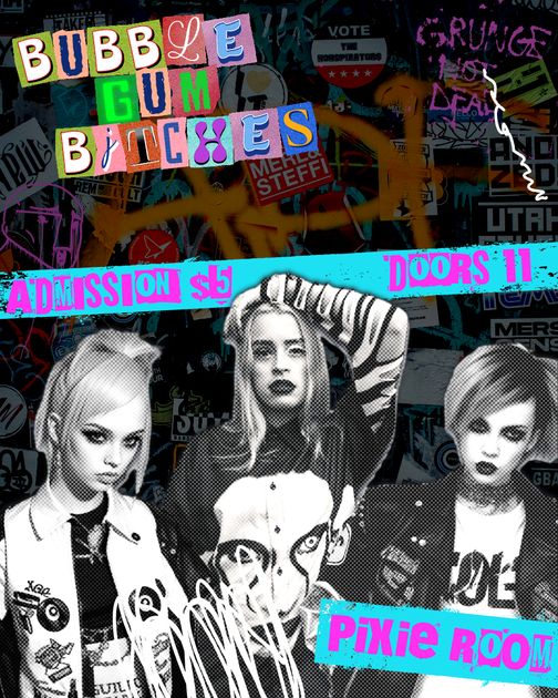 Bubble Gum Bitches Punk Rock Band Poster Poster Design Template ...