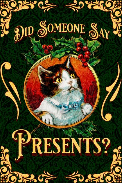 Cat Present Poster Design Template — Customize it in Kittl