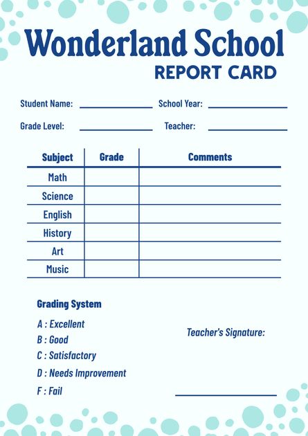 Class Report Card Design Template — Customize it in Kittl