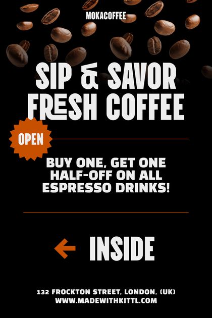 Coffee Shop Sidewalk Sign Design Template — Customize it in Kittl