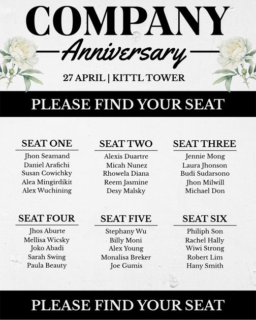 Company Seating Chart Poster Design Template — Customize it in Kittl
