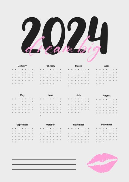 Cool Yearly Calendar Design Template — Customize it in Kittl