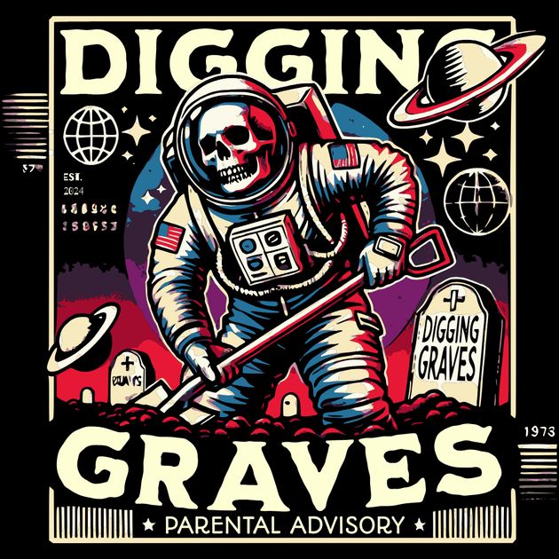 Cosmic Grave Digger - Edgy Skull Astronaut Design Design Template ...