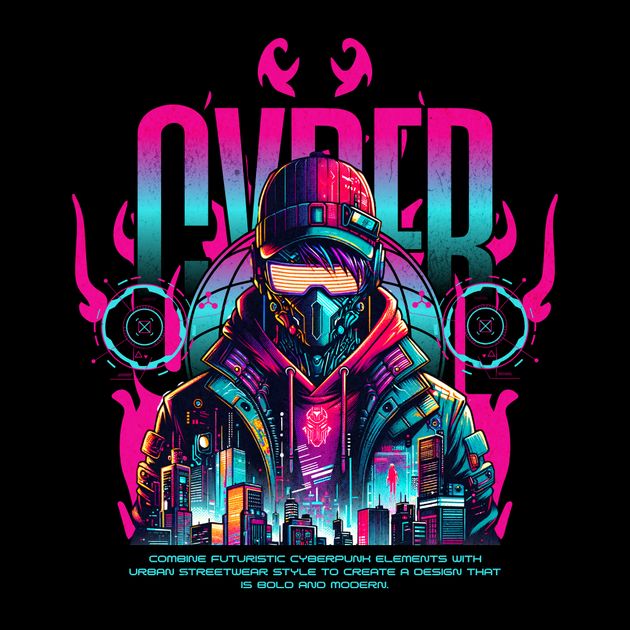 Cyber T-Shirt Design Template — Customize it in Kittl