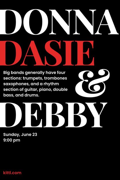 Donna, Daise & Debby Poster Design Template — Customize it in Kittl