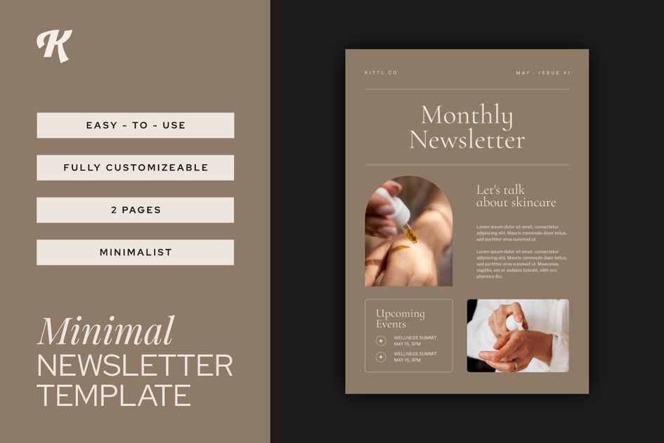 Earth Tone Aesthetic Newsletter Design Template — Customize it in Kittl