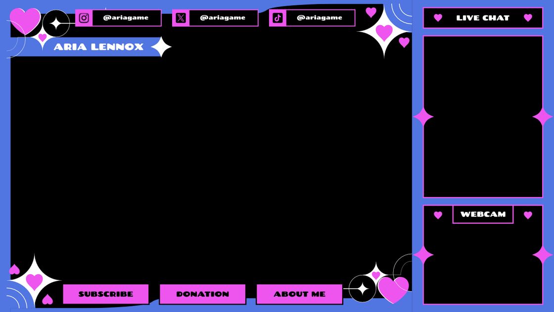 Feminine Gaming Twitch Overlay Design Template — Customize it in Kittl