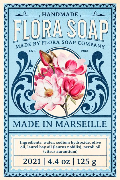 Flora Soap - Cosmetic Packaging Label Design Template — Customize it in ...