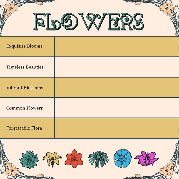 Flowers Tier List Poster Design Template — Customize it in Kittl