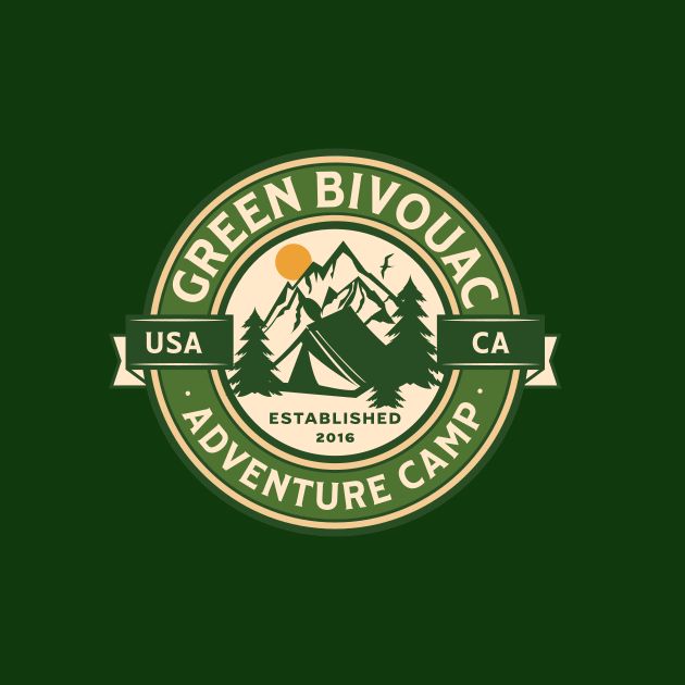 Green Bivouac Adventure Camp - Mountain Logo Design Template ...