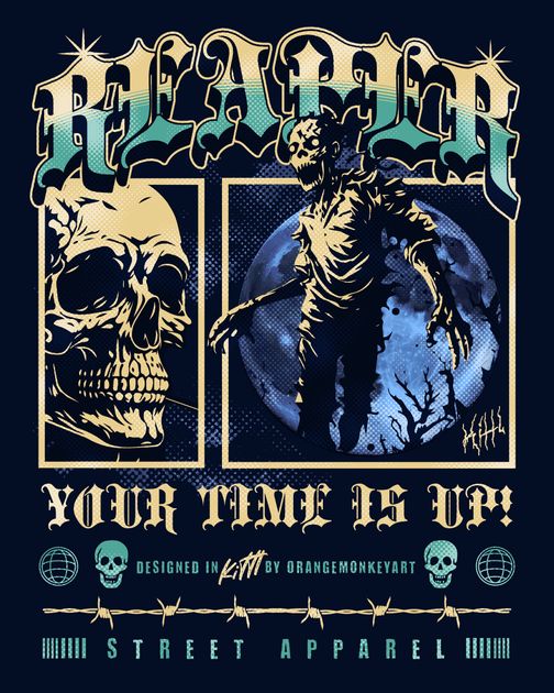 Grim Reaper - Streetwear T-Shirt Design Template — Customize it in Kittl