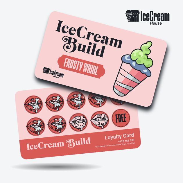 Ice Cream Build Loyalty Cards Design Template — Customize it in Kittl