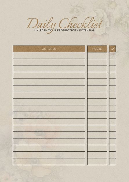 Minimalist Daily Checklist Card Design Template — Customize it in Kittl