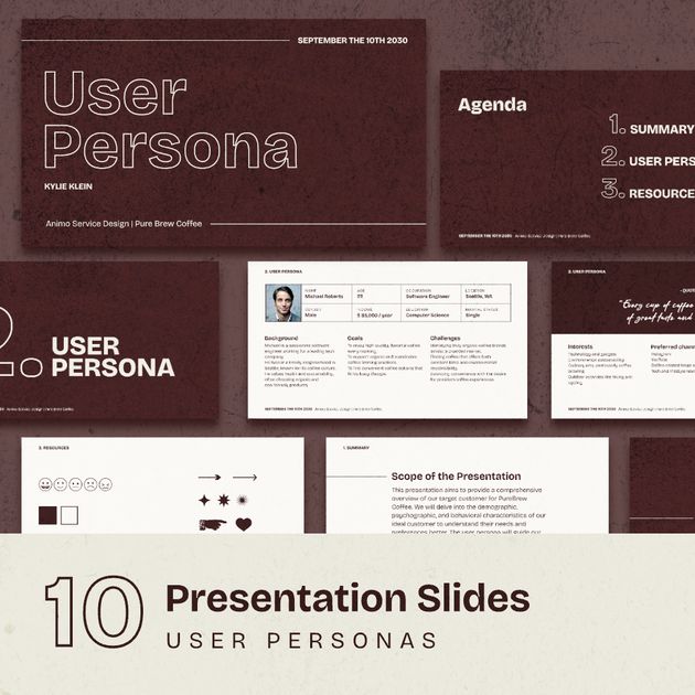 Modern Minimal User Persona Slides Design Template — Customize it in Kittl