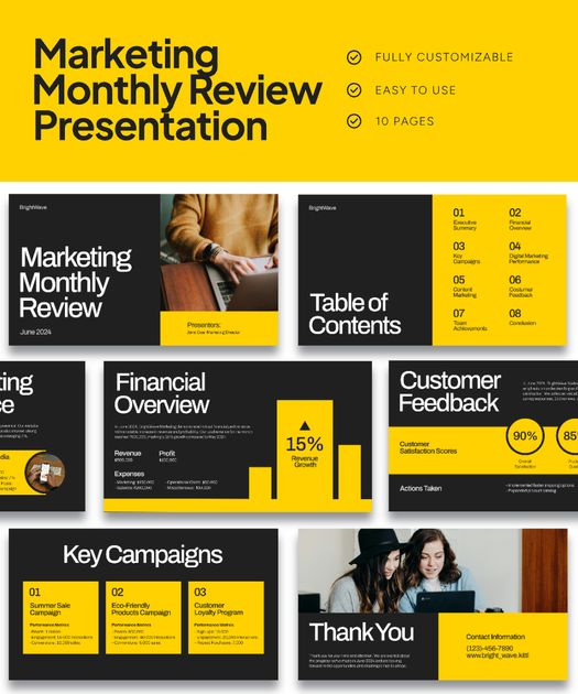 Monthly Review Presentation Design Template — Customize it in Kittl