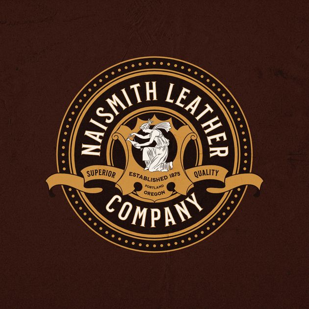 Naismith Leather Company - Golden Badge Logo Design Template ...