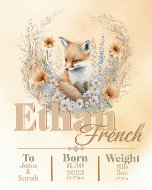 Nursery Poster Fox Poster Design Template — Customize it in Kittl