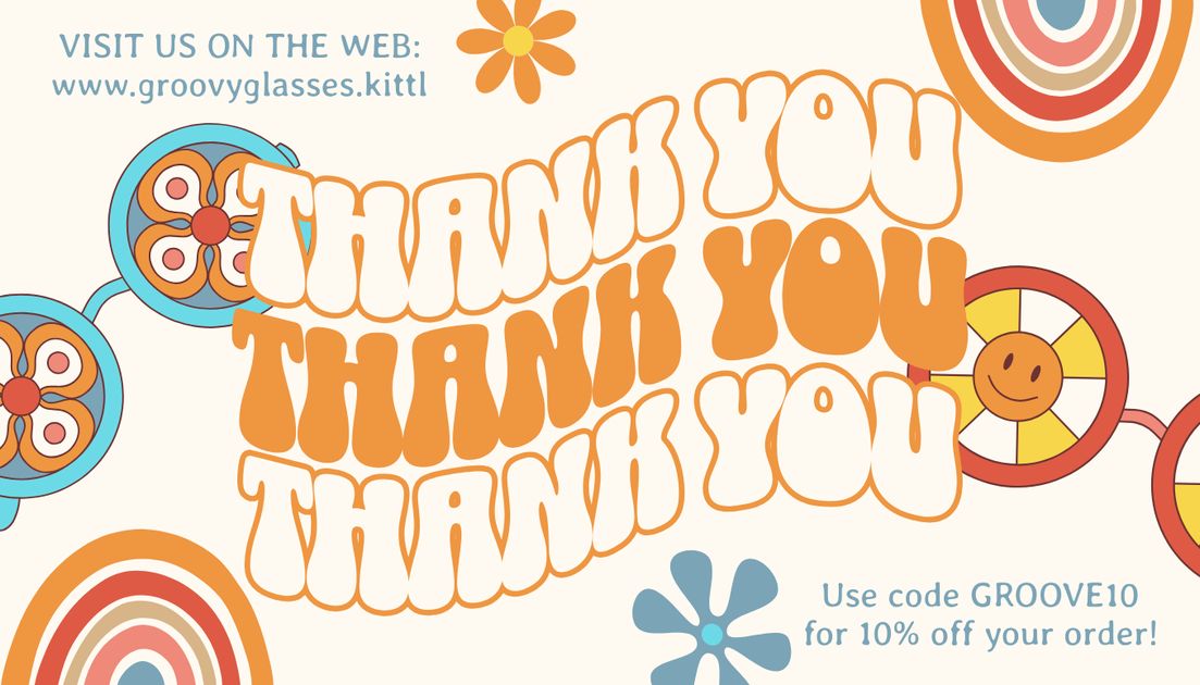 Retro Groovy Thank You Card Design Template — Customize it in Kittl