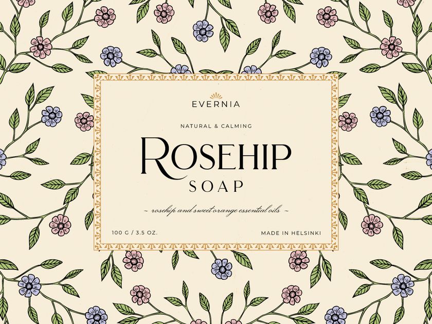 Rosehip Soap - Floral Label Design Template — Customize it in Kittl