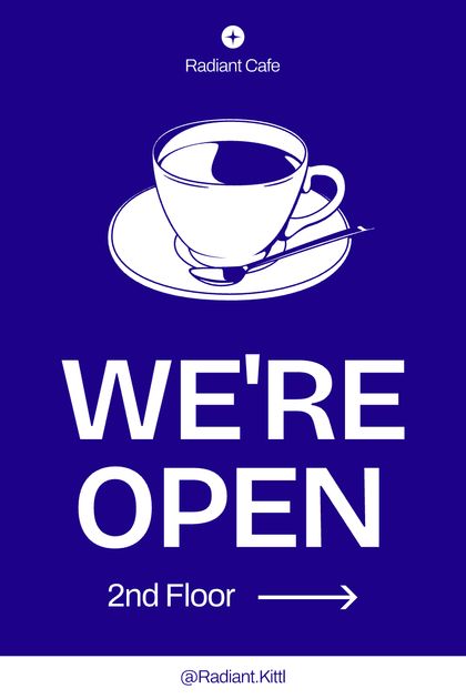 Simple Dark Blue Cafe Sidewalk Sign Design Template — Customize it in Kittl