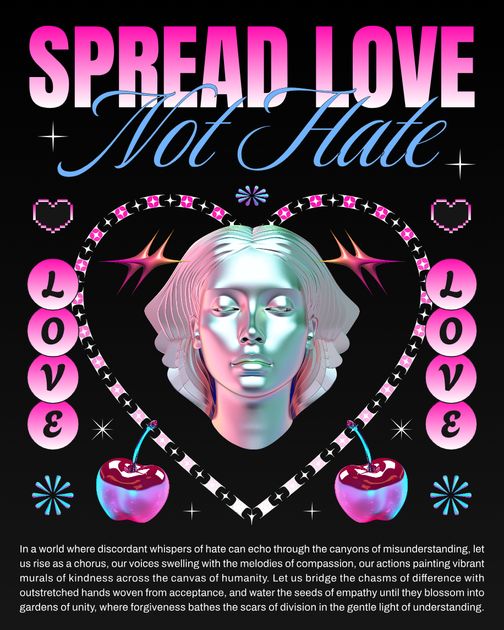 Spread Love Not Hate Poster Design Template — Customize it in Kittl