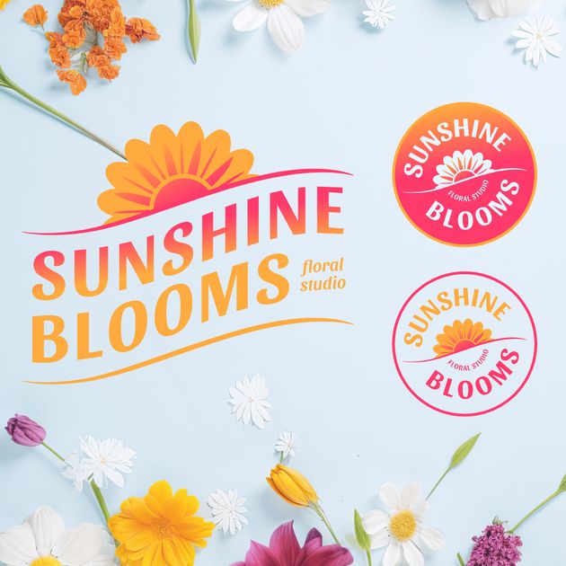 Sunshine Blooms Floral Studio Logo Design Template — Customize it in Kittl