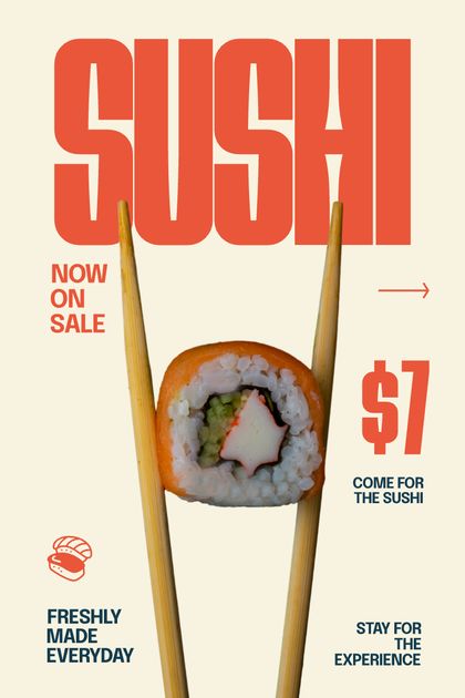 Sushi Store Sidewalk Sign Design Template — Customize it in Kittl