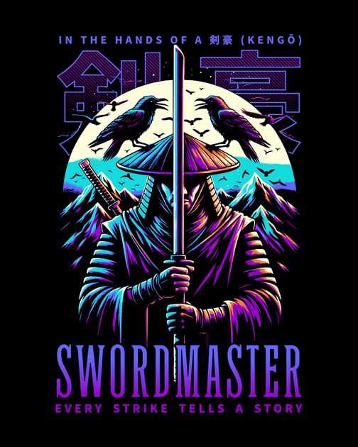 Swordmaster T-Shirt Design Template — Customize it in Kittl