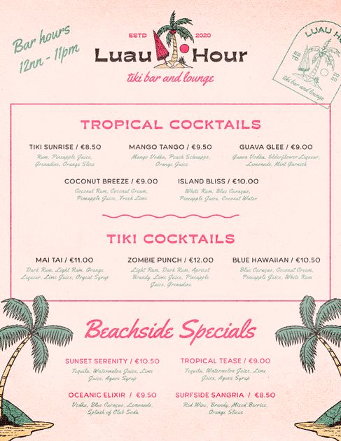 Tropical-themed Drink Menu Poster Design Template — Customize it in Kittl