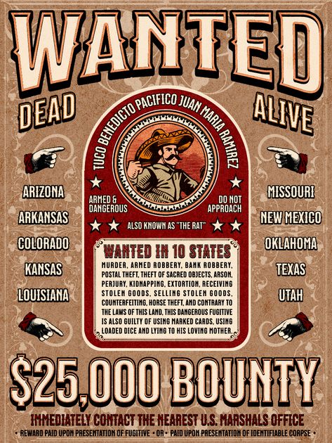 Tuco's Wanted Poster Poster Design Template — Customize it in Kittl