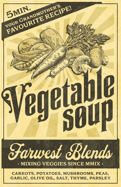 Vegetable Soup - Food Label Design Template — Customize it in Kittl