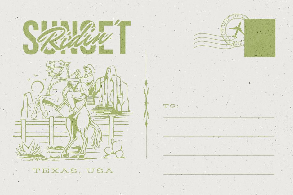 Western Monochromatic Pastel Post Card Design Template — Customize it ...