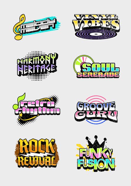 8 Y2K Music Collection Logo Design Template — Customize it in Kittl