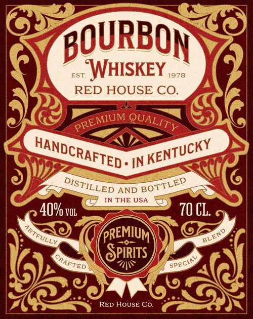 Bourbon Whiskey - Ornate Beverage Label Design Template — Customize it ...