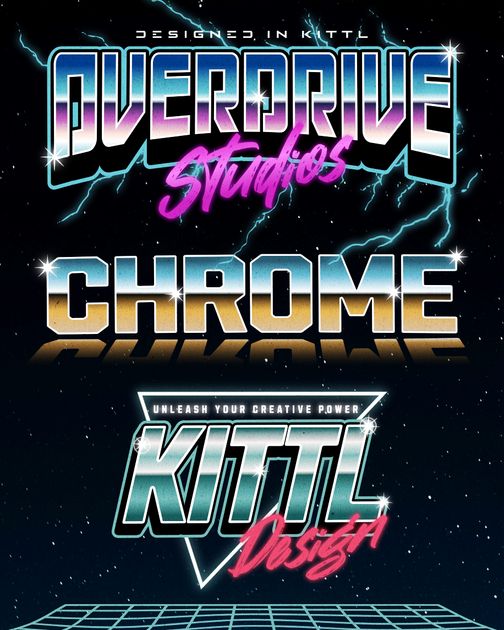 Retro 80's Style Chrome Logo Design Template — Customize it in Kittl